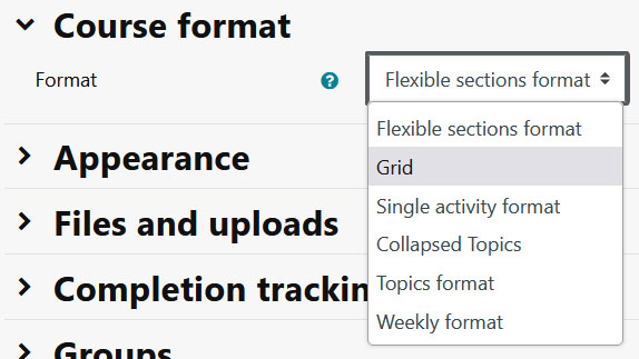 Moodle: Grid format – Digital Education Support