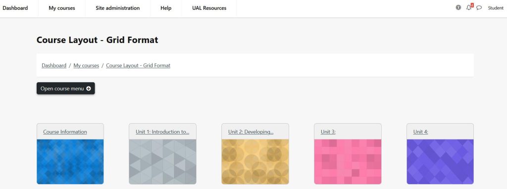 Moodle: Grid format – Digital Education Support