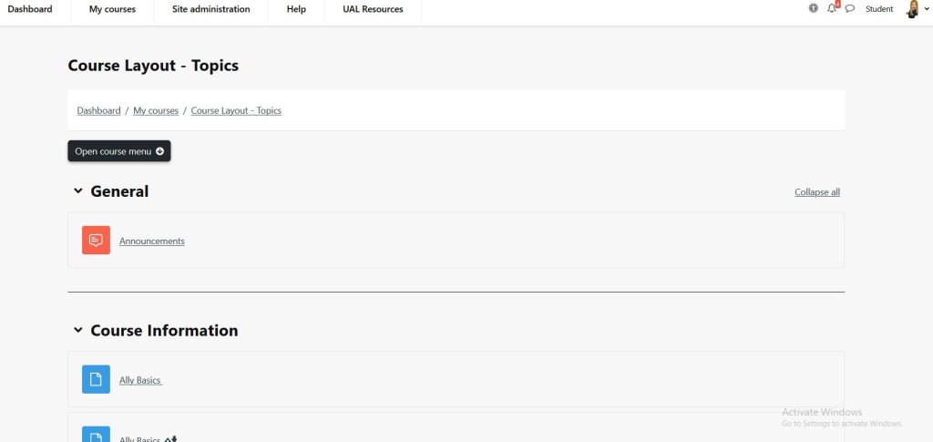 Moodle: Topics format – Digital Education Support
