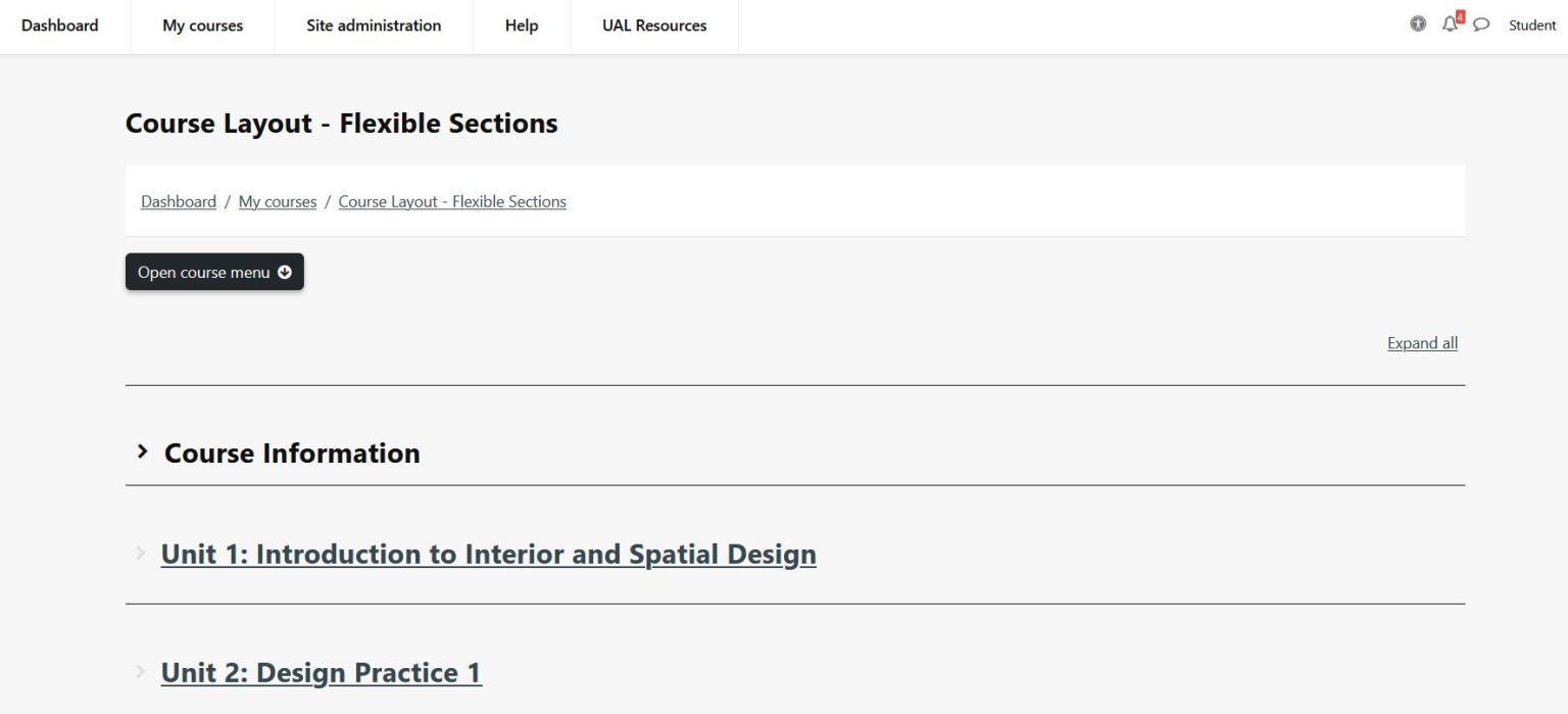 Moodle: Flexible sections – Digital Education Support