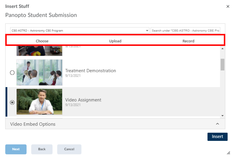 Moodle: Submitting a Panopto video assignment – Digital Education Support